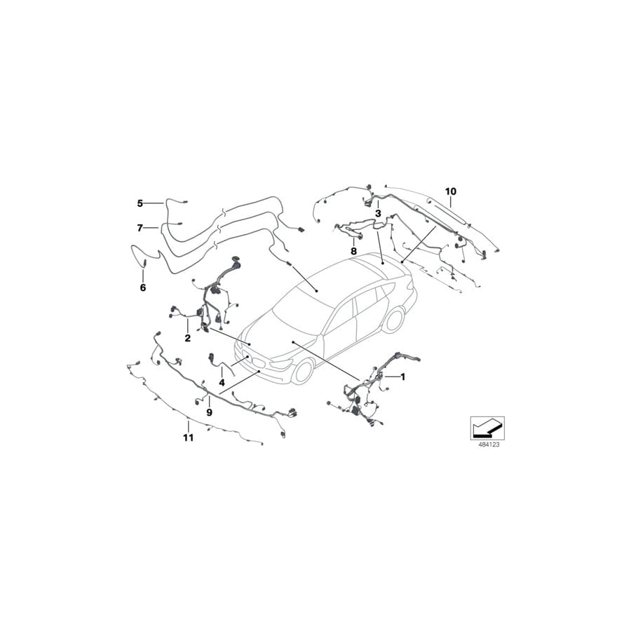 Genuine BMW 61129291122 F10 F11 Wiring Harness, Front End (Inc. Hybrid ...