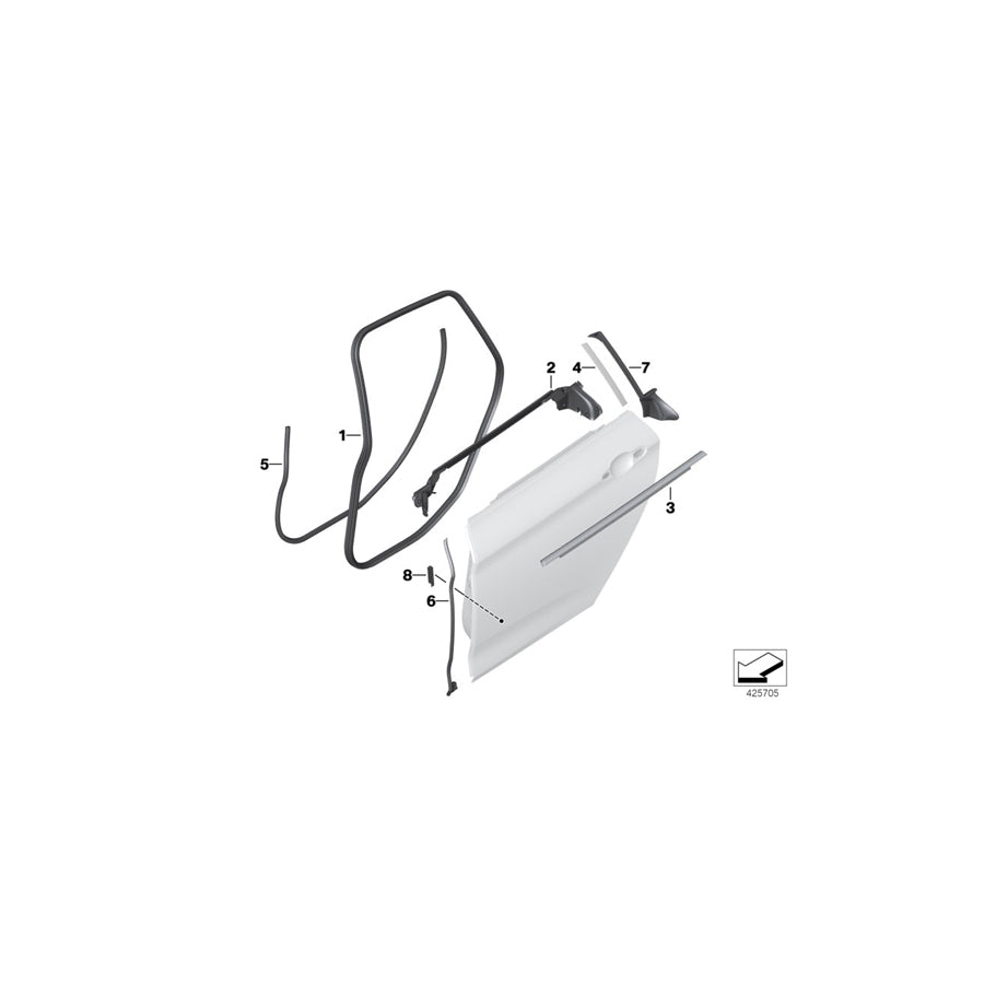 Genuine BMW 51767289930 F34 Weatherstripping, Door, Rear (Inc. 330d ...