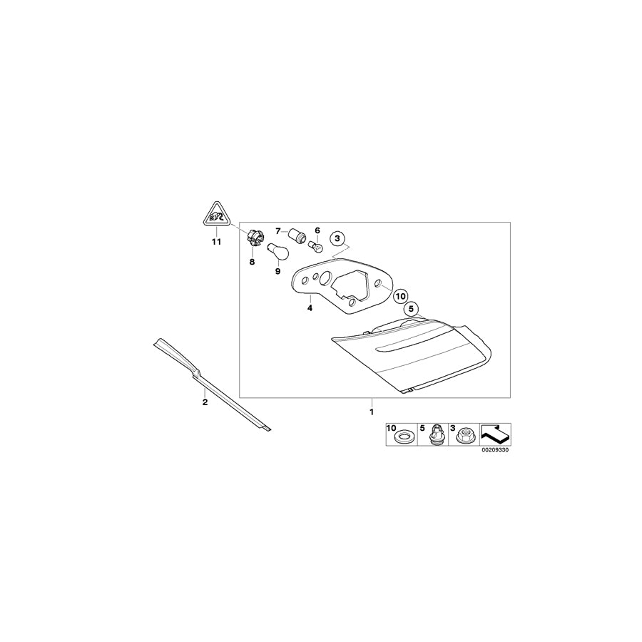 Genuine BMW 63216938518 E66 E65 E67 Rear Light In Trunk Lid, Right (In ...