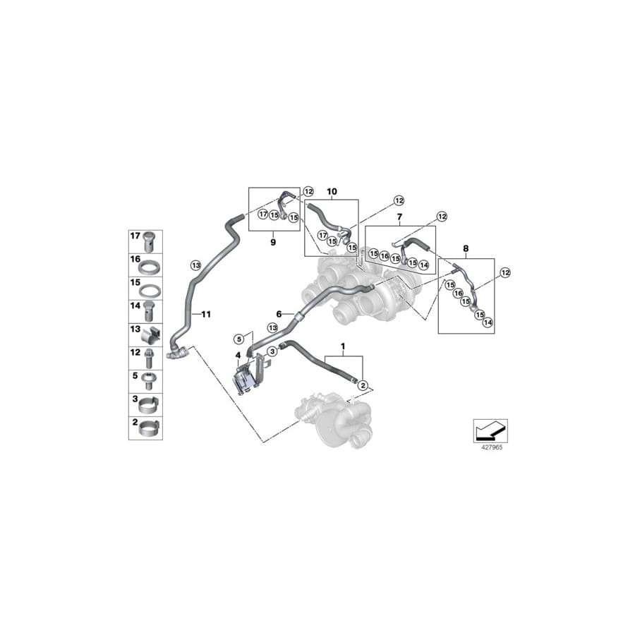 Genuine BMW 11537848377 Coolant Hose, Pump-Supply Line (Inc. X5 M & X6 ...