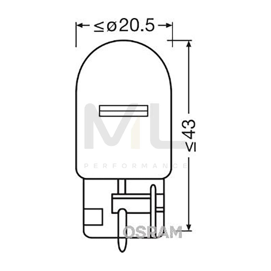 OSRAM 7505-02B Bulb, indicator 12V 21W, W21W, W3x16d | ML Performance ...