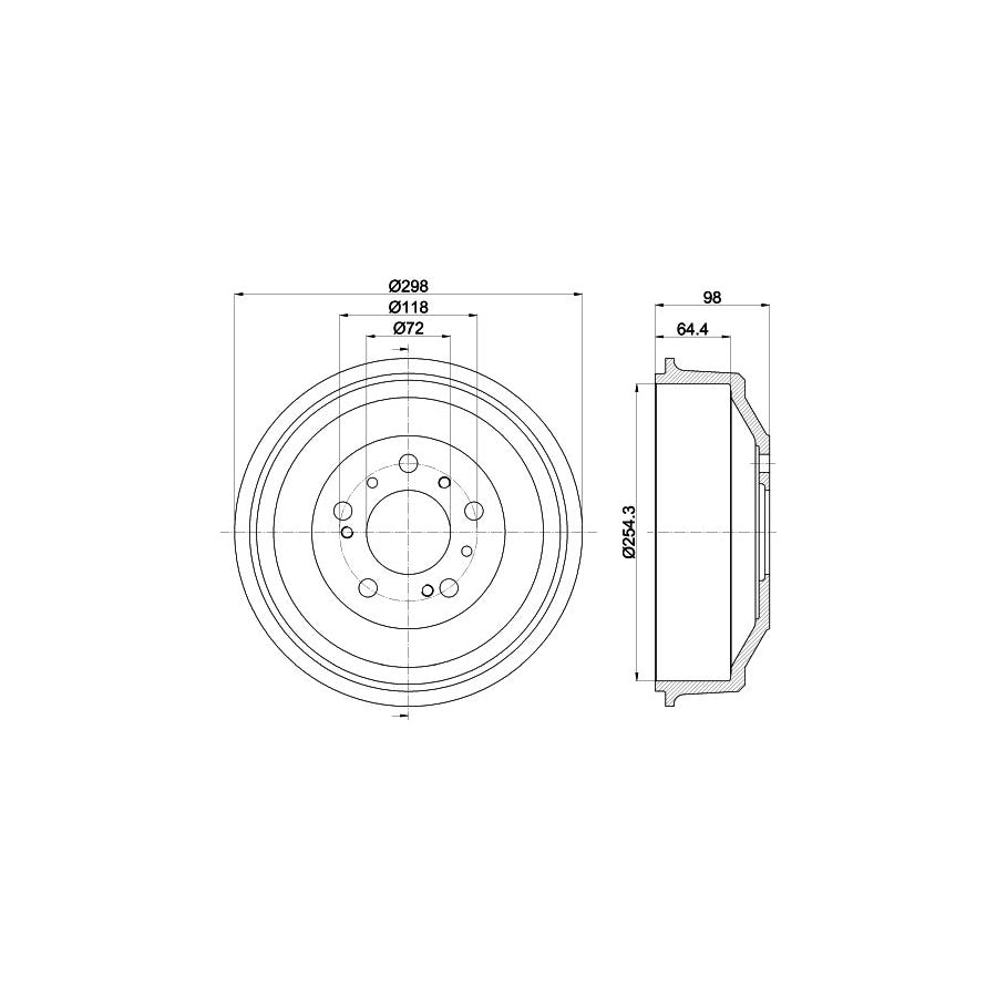 Hella 8DT 355 300-061 Brake Drum – ML Performance