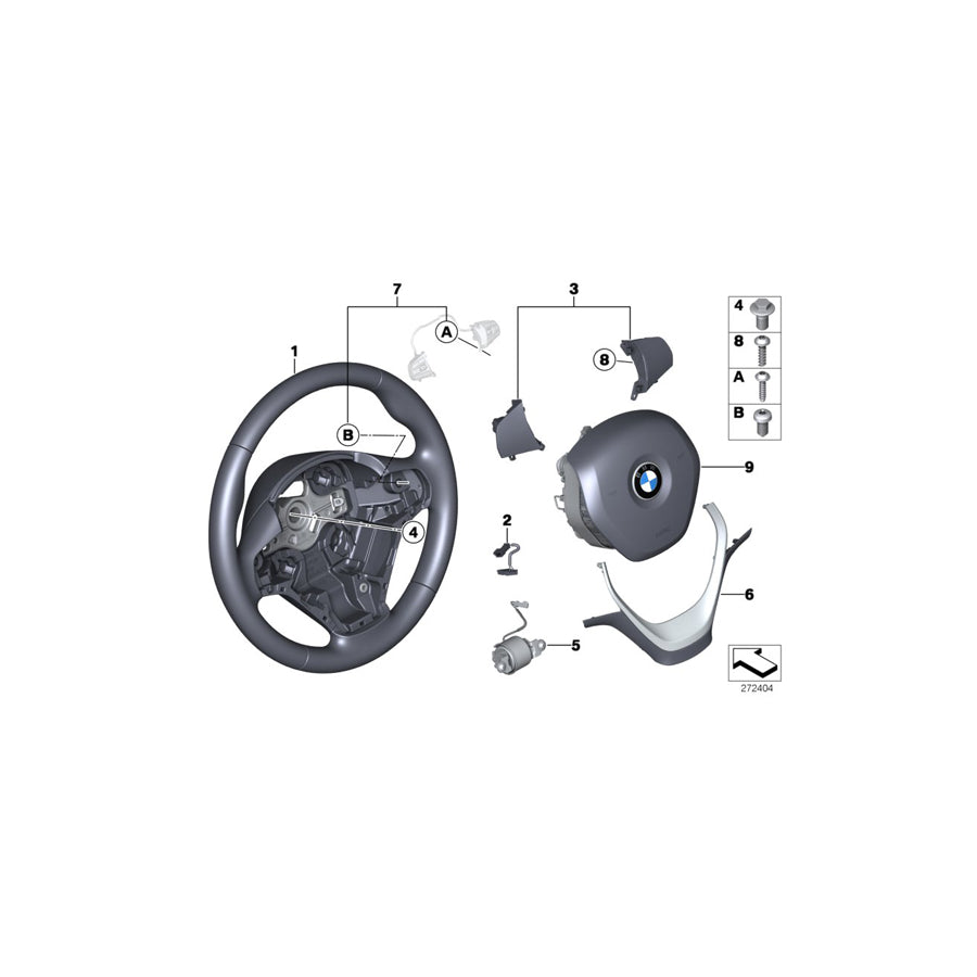Genuine BMW 32306863346 F30 F31 Sport Steering Wheel, Leather SPORT LI ...