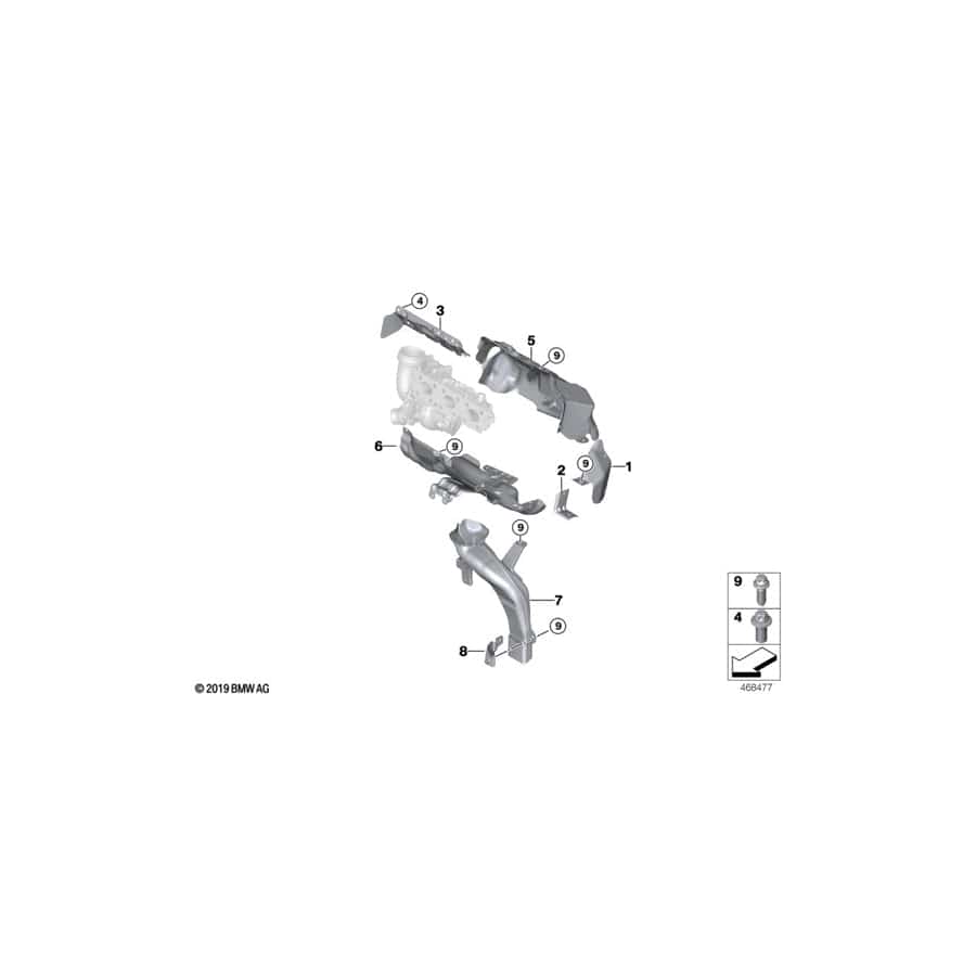 Genuine BMW 11658604702 F45 Heat Shield For Exhaust Manifold (Inc. 225 ...