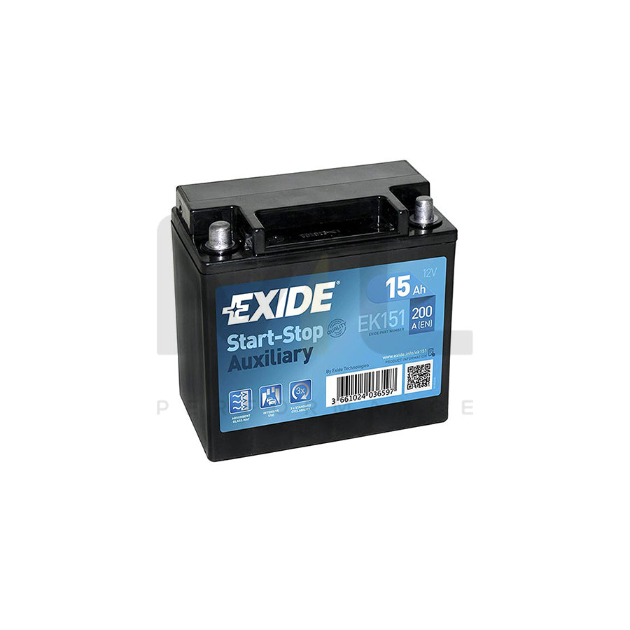 Exide EK151 AGM Auxiliary Battery (15Ah) - 1 Year Guarantee – ML ...