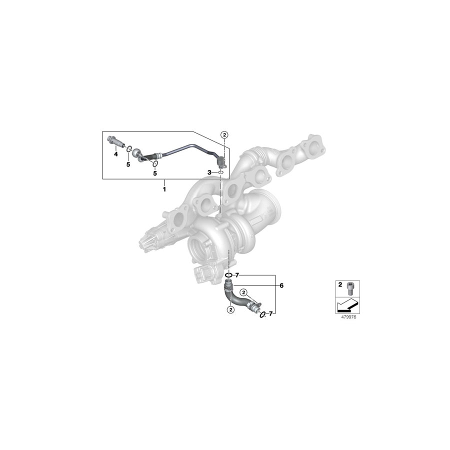Genuine BMW 11428654389 EWB G12 Exhaust Turbocharger Oil Return Line Z ...