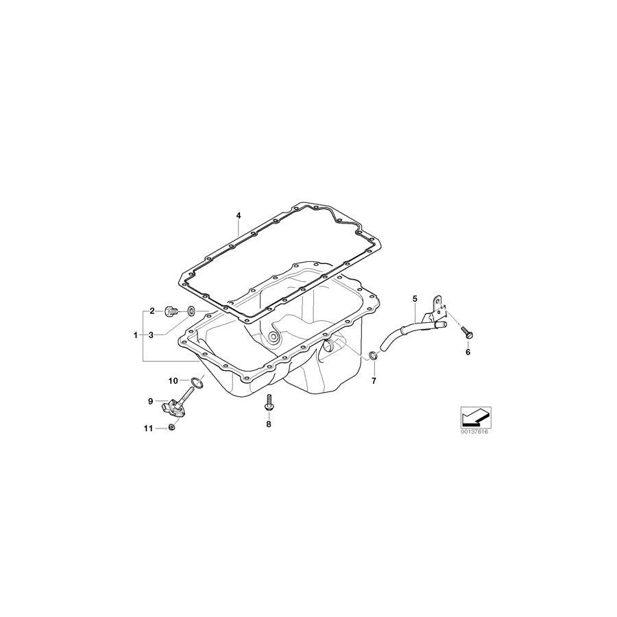 Genuine BMW 11437525287 E90 E87 E91 Oilreturnpipe (Inc. 120i, 320i ...