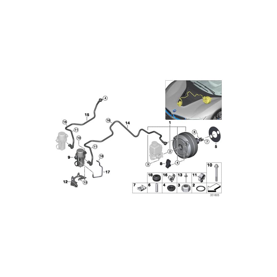 Genuine BMW 34336859075 I15 Vacuum Pipe With Non-Return Valve (Inc. i8 ...