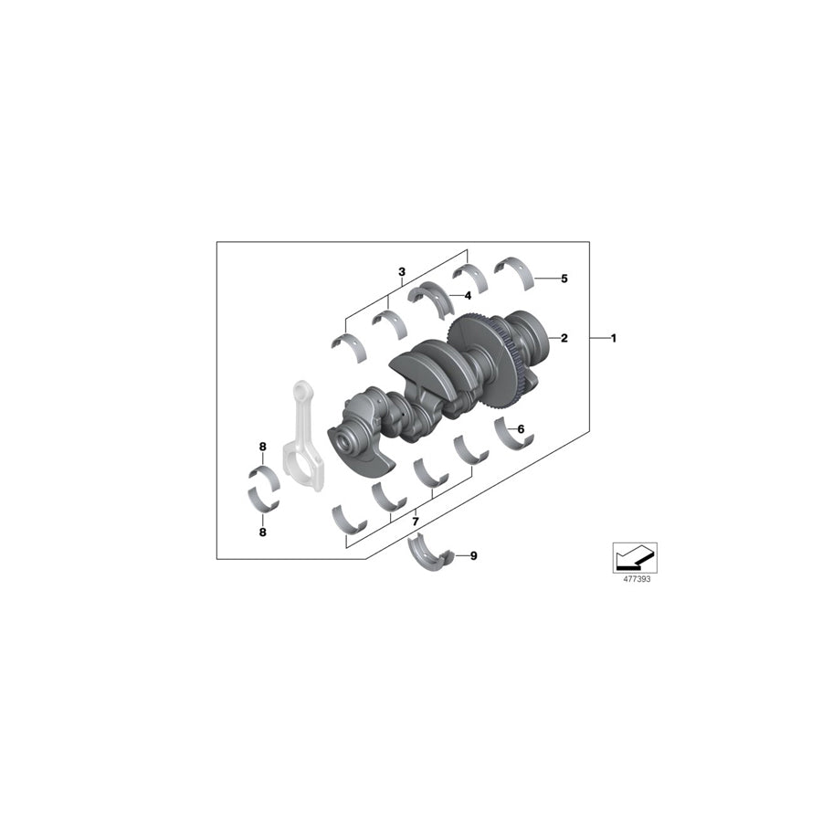 Genuine BMW 11217516040 E84 E87 E93 Crankshaft Without Bearing Shells ...