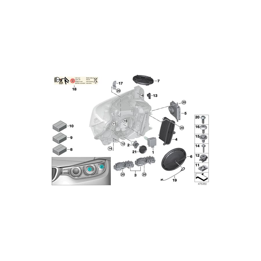 Genuine BMW 63117379930 F33 F80 Kit, Locking Mechanism For Plug (Inc ...