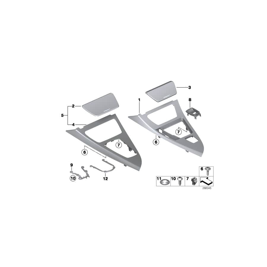 Genuine BMW 51168054225 F13 F06 Cover, Center Console, Black High-Gloss ...