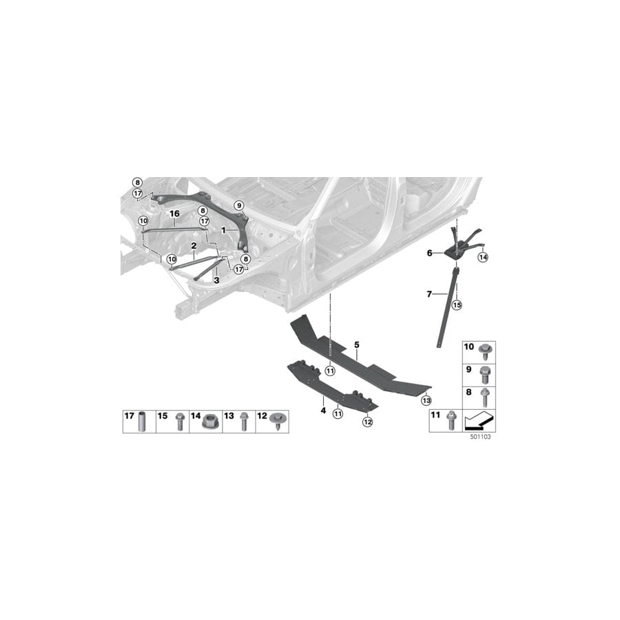 Genuine BMW 51717334565 G11 G12 Connecting Member, Rear Tunnel (Inc ...