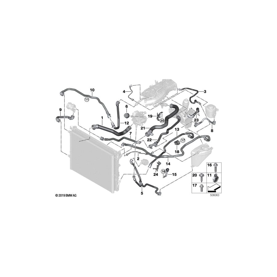 Genuine BMW 17128602617 G30 G31 G32 Pipe, Electric Coolant Pump- Charge ...