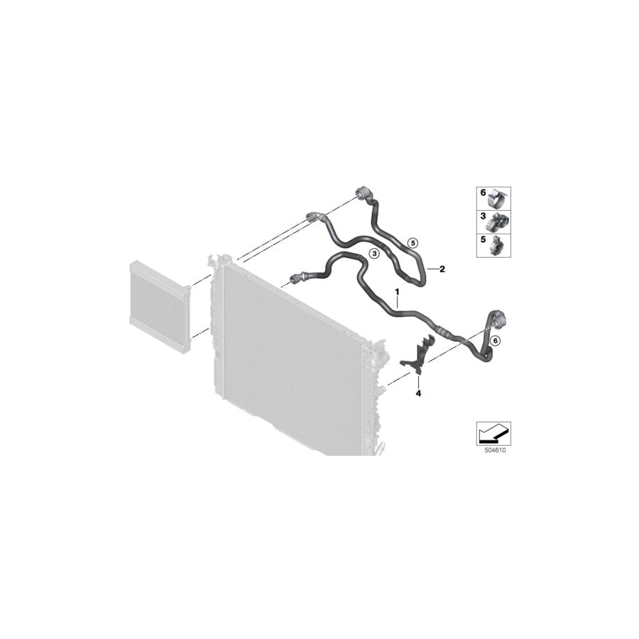 Genuine BMW 17128602634 G15 G31 G32 Hose, Radiator - remote radiator ...