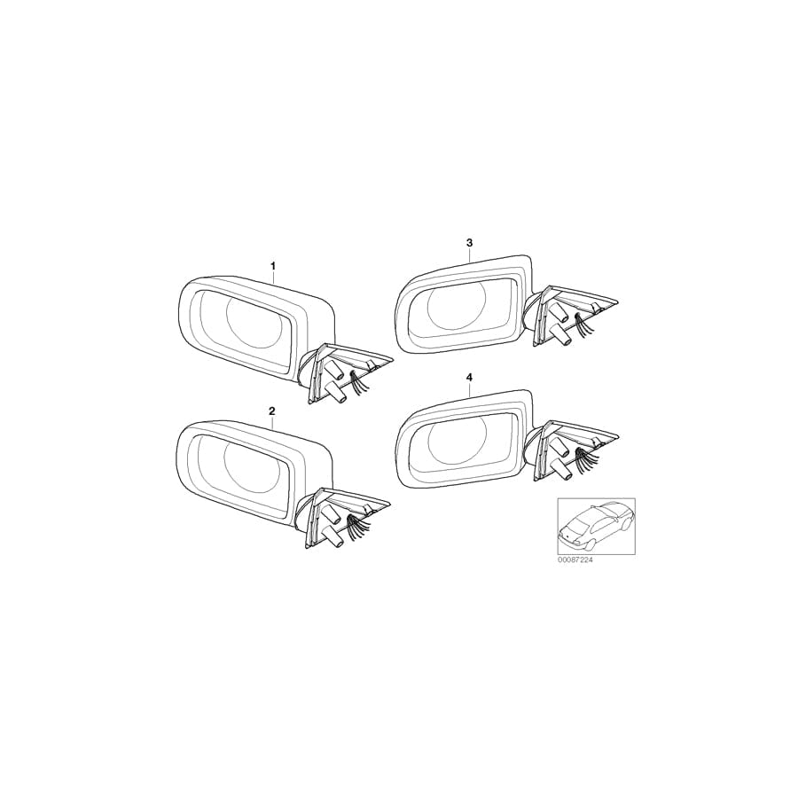 Genuine BMW 51168184868 E39 Outside Mirror With Glass Heated Right (Inc ...