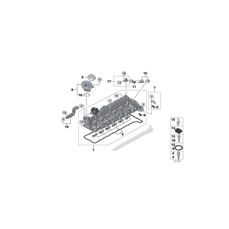 Genuine BMW 11128507608 F11 F07 F01 Oil Filler Neck (Inc. 730dX, 740dX ...