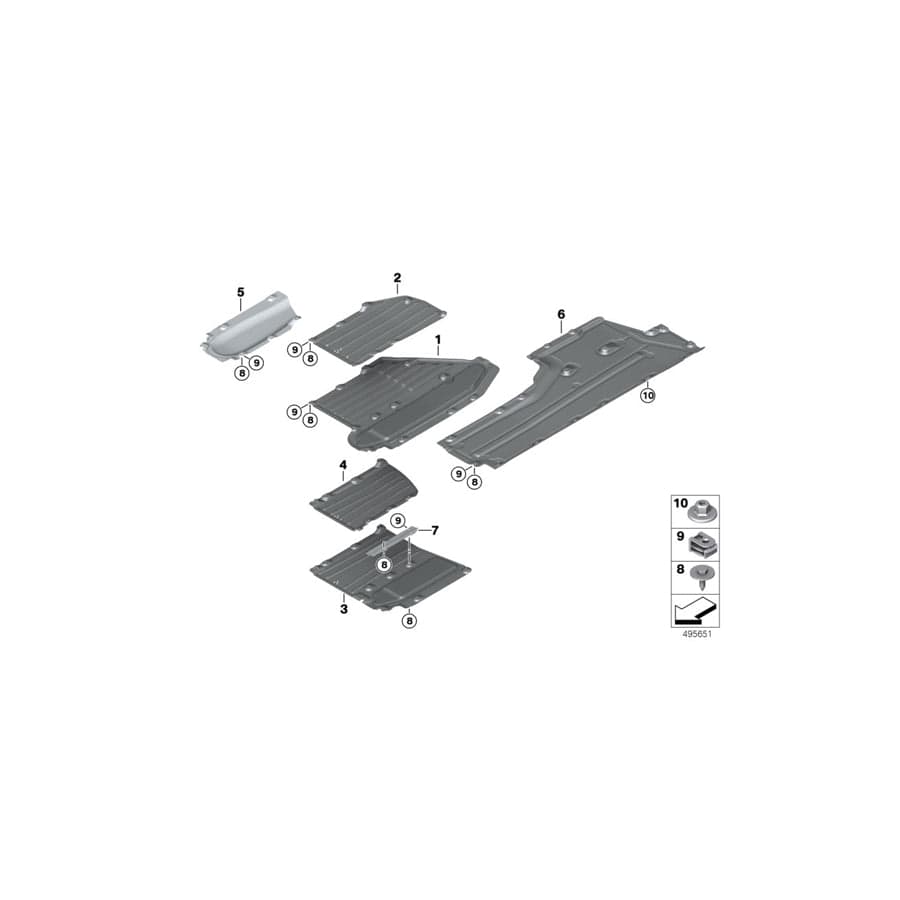 Genuine BMW 51757348358 G11 Underbody Panelling, Side On Right PHEV ...
