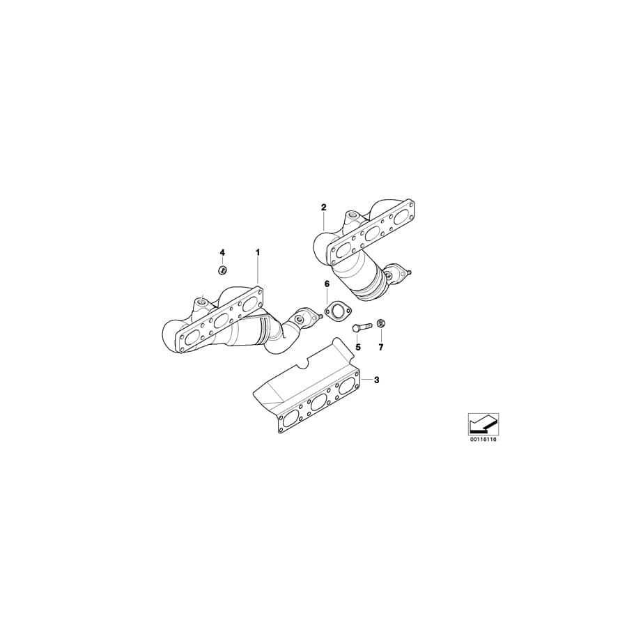 Genuine BMW 18407515105 E46 Rp-Exhaust Manifold With Catalytic Conv ...