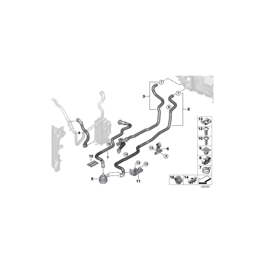 Genuine BMW 64216821251 G15 G31 G30 Coolant Hose, Supply 1 Auxiliary c ...
