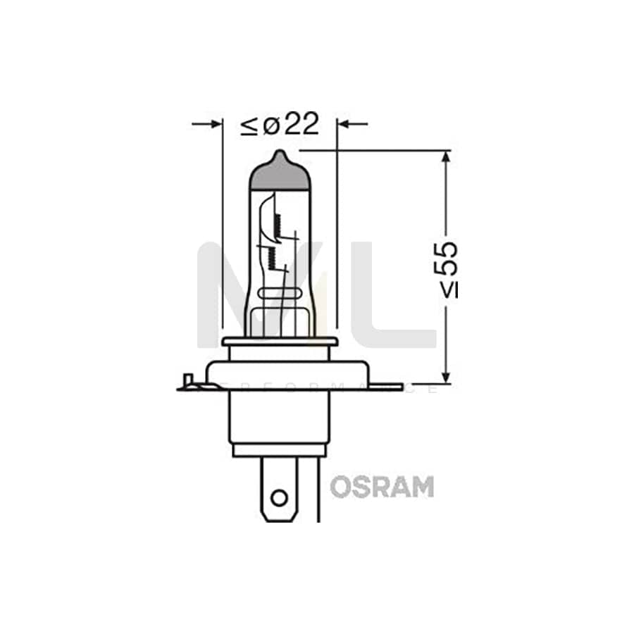 OSRAM LONGLIFE 64193L Bulb, spotlight H4 12V 60/55W P43t 3200K Halogen ...