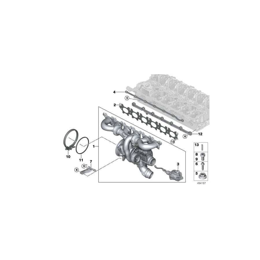 Genuine BMW 11659423787 G30 F34 F21 Turbocharger With Exhaust Manifold ...
