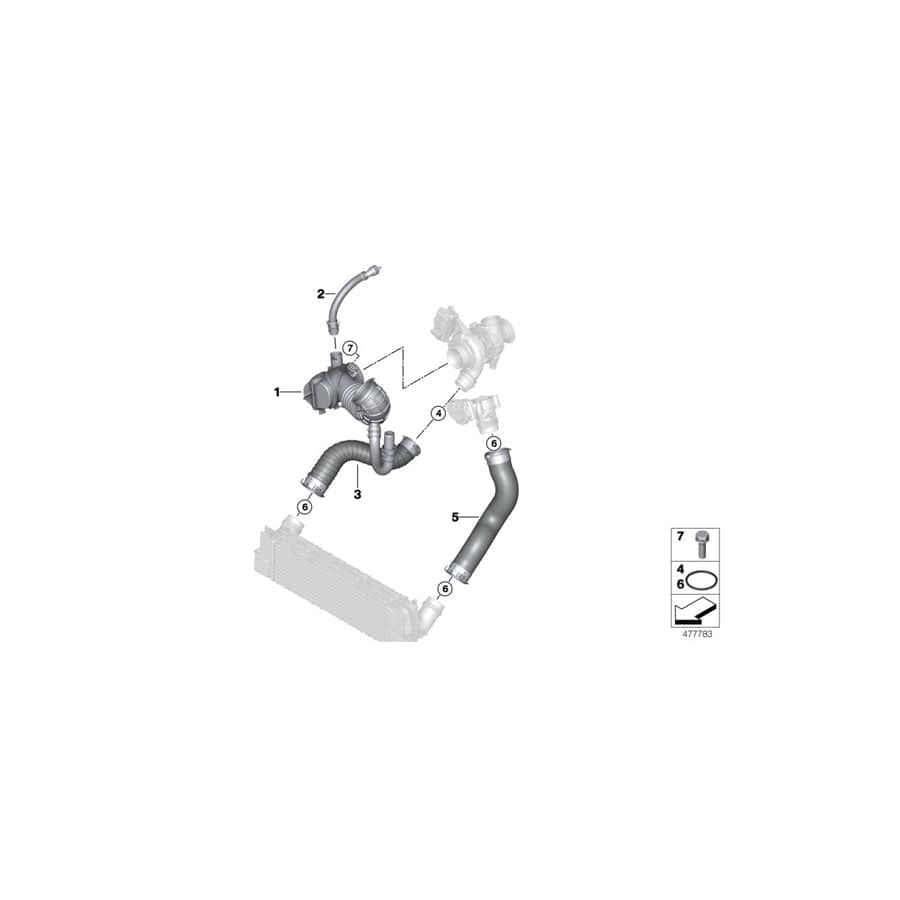 Genuine BMW 11618513852 F15 Charge Air Line (Inc. X5 25d & X5 25dX ...