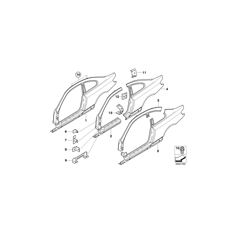 Genuine BMW 41007168963 E92 Side Frame, Exterior, Left (Inc. 330i, 325d ...