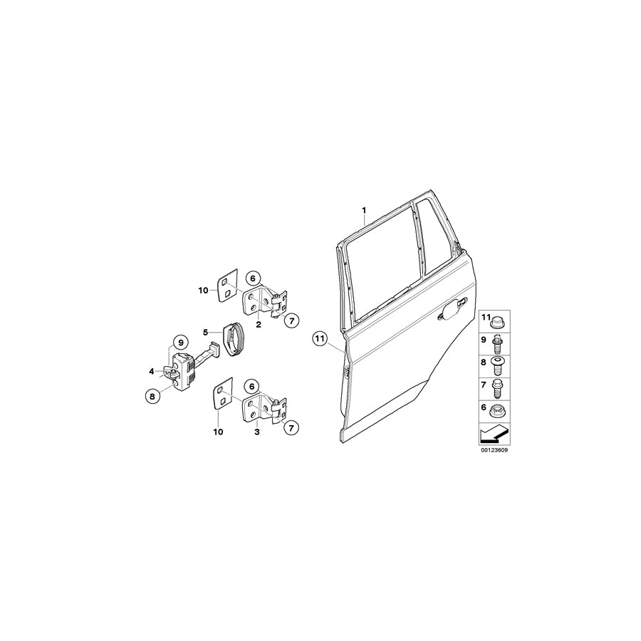 Genuine BMW 41003449338 E83 Door Rear Right (Inc. X3) | ML Performance ...