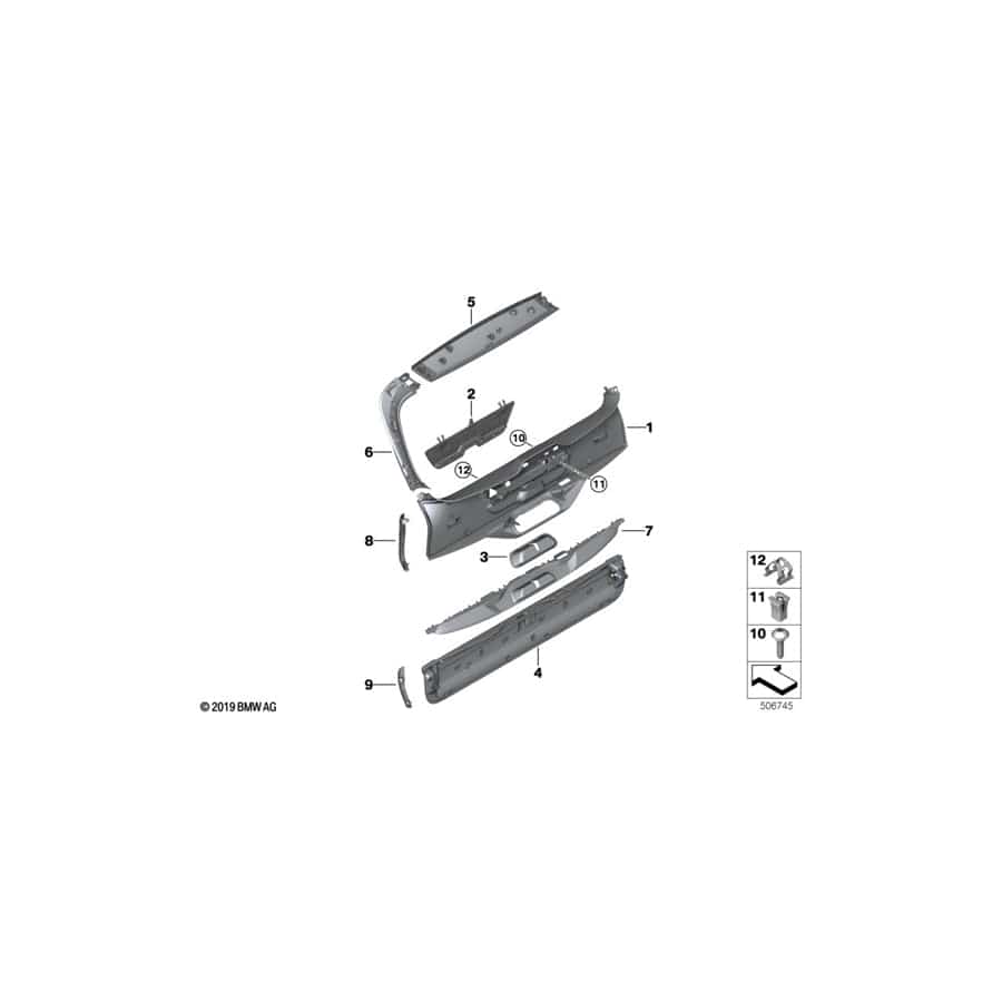 Genuine BMW 51497442973 G07 Tailgate Trim Panel, Center Left BLACK (In ...