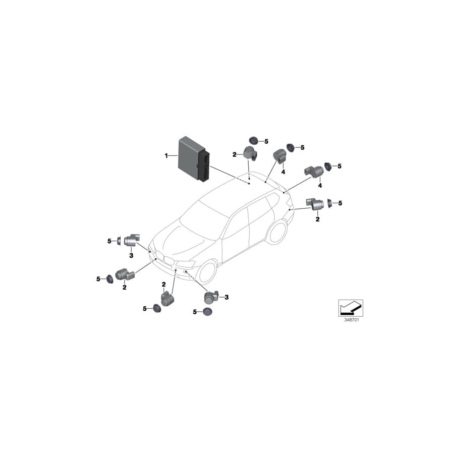 Genuine BMW 66209312611 F25 Ultrasonic Sensor, Sparkling Brown WB53 ...