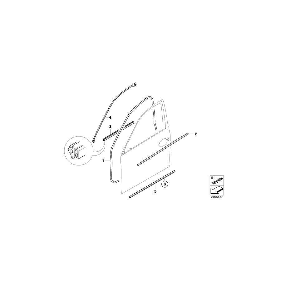 Genuine BMW 51217207259 E60 E61 Channel Cover,Exterior,Door, Front Left ...