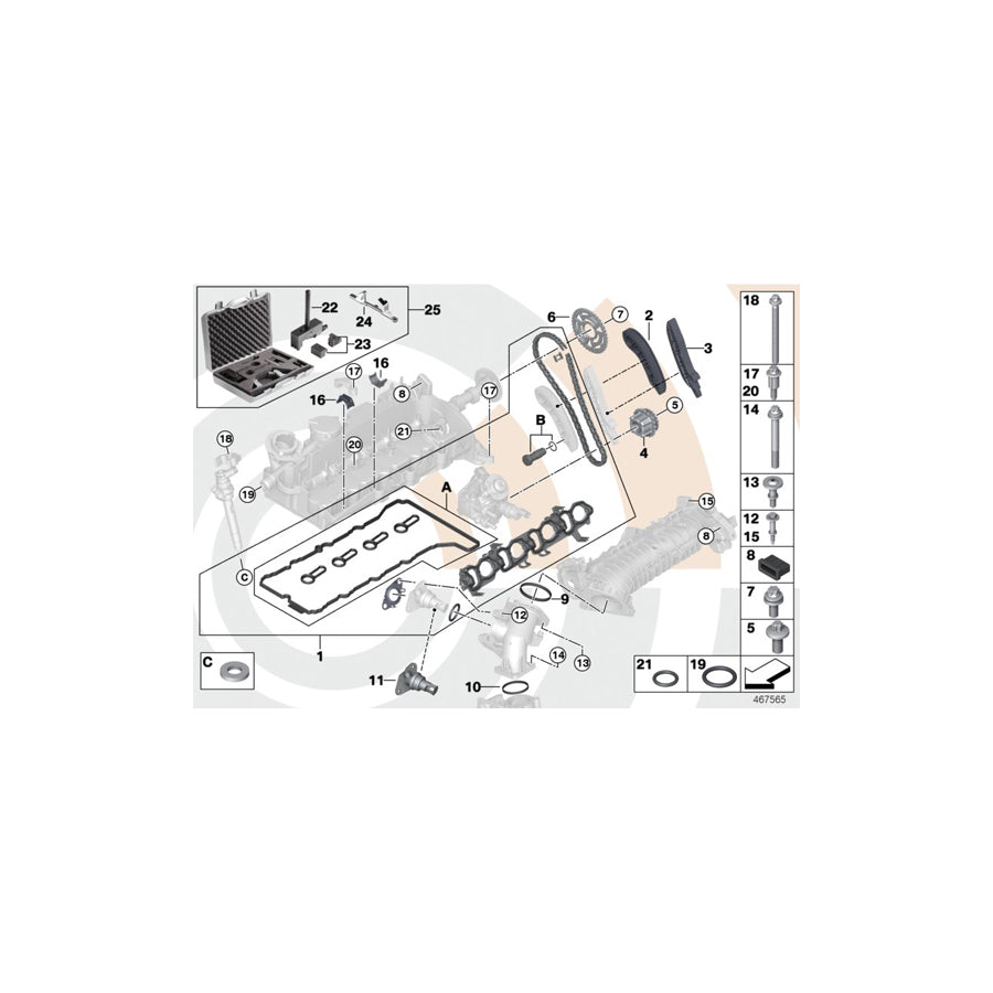 Genuine BMW 11312365581 E84 E90 E91 Repair Kit, Exposed Timing Chain ...