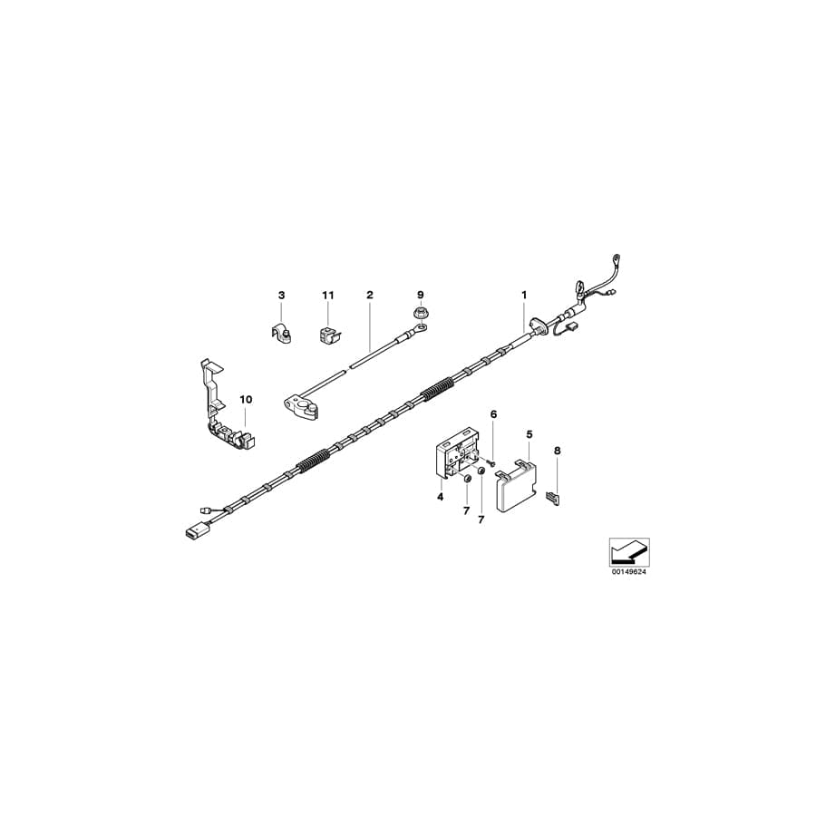 Genuine BMW 61126958261 E85 Battery Cable (Plus Pole) With Fuse Box ...