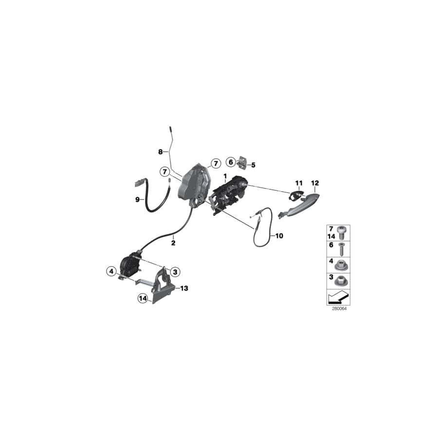 Genuine BMW 51217275394 F06 Bowden Cable, Door Opener (Inc. 640dX) | ML ...