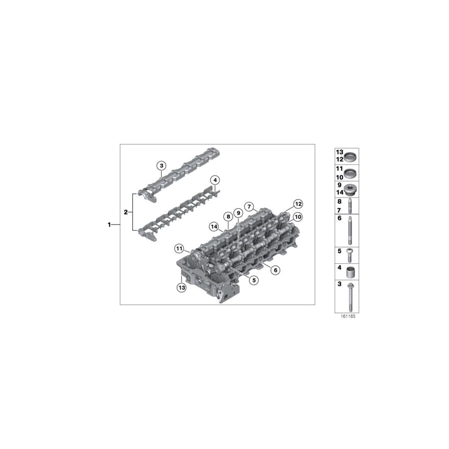 Genuine BMW 11127591618 F11 E61 Cylinder Head With Valve Gear (Inc. 52 ...