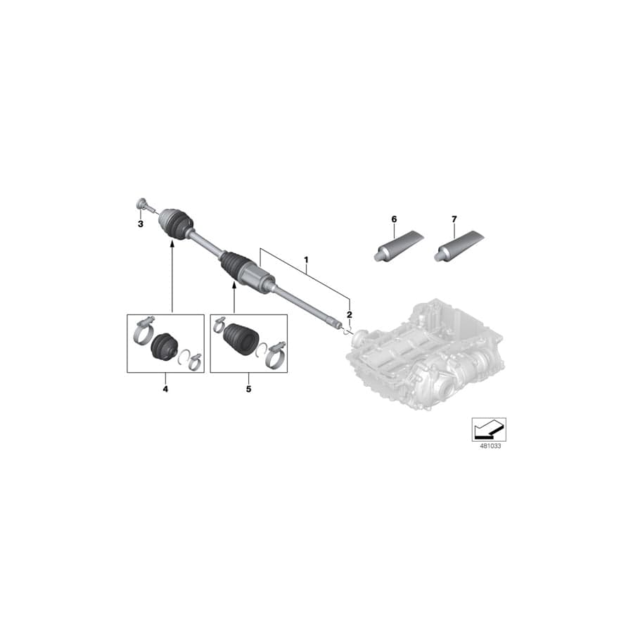 Genuine BMW 31608687378 G15 G30 G14 Output Shaft Front Right (Inc ...