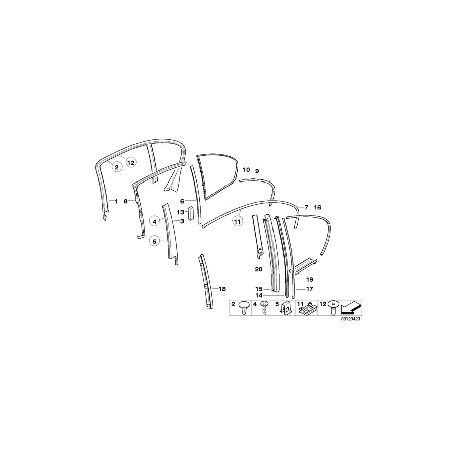 Genuine BMW 51357008015 E66 Finisher Window Frame Top Rl Door (Inc. 73 ...