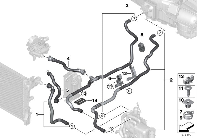 Genuine BMW 64219318344 G11 G31 Coolant Hose, Supply 1 Engine return f ...